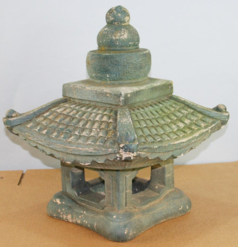 Japanese Large Cast Stone Path Marker Lighting Lantern For Sale at 1stDibs