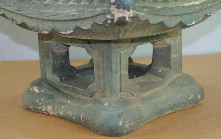 Japanese Large Cast Stone Path Marker Lighting Lantern For Sale at 1stDibs