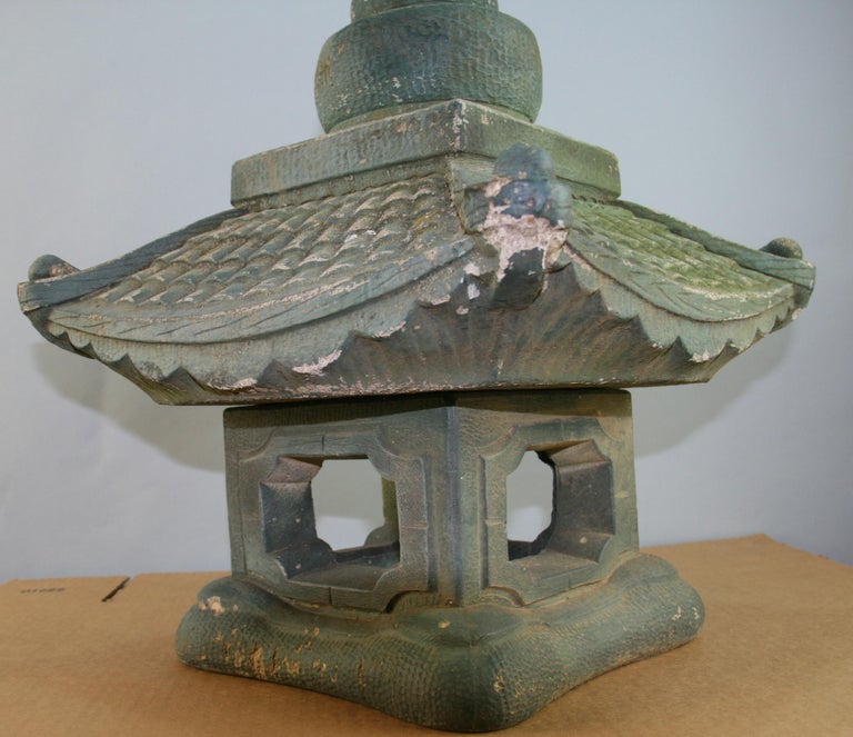 Japanese Large Cast Stone Path Marker Lighting Lantern For Sale at 1stDibs