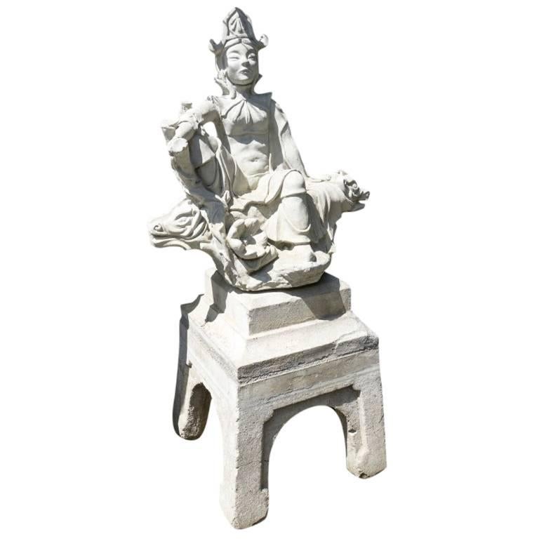 Japanese Cast Stone Warrior Statue, circa 1930 For Sale at 1stDibs