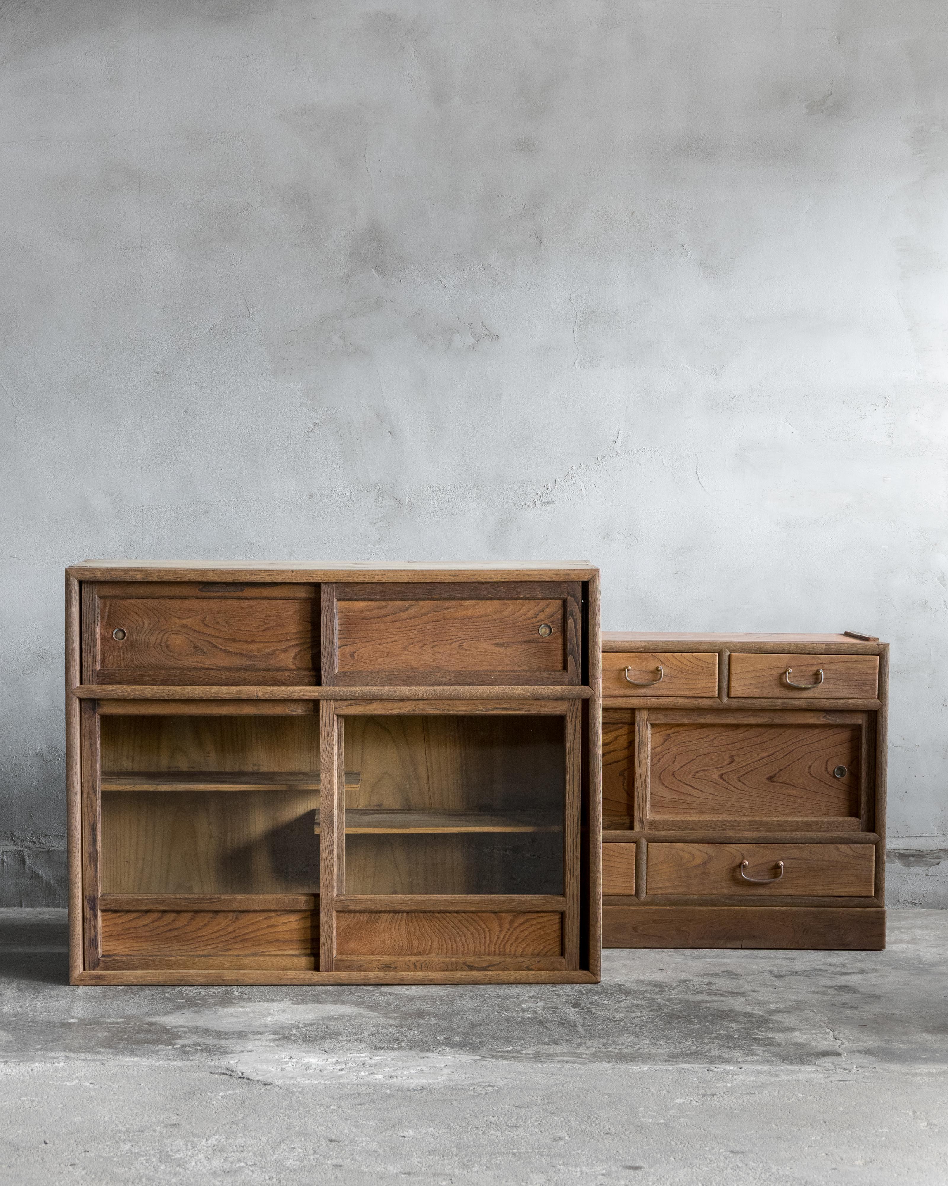 Antique Japanese Tea Tansu (Chadansu), Chestnut and Keyaki, Early Showa ...