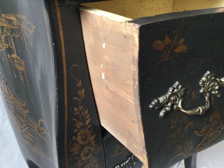 Japanese Chinoiserie Black Painted Two Draw Small Bombay Chest For Sale ...