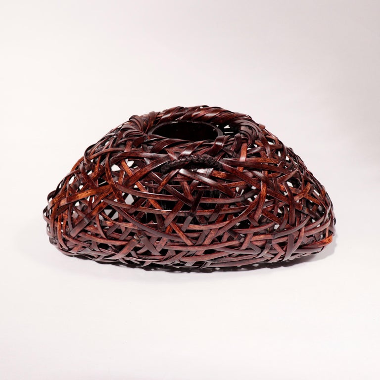 Japanese Contemporary Bamboo Wall Hanging Flower Basket For Sale at 1stDibs