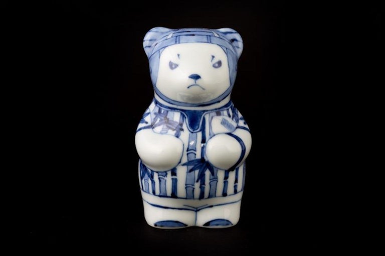 Japanese Contemporary Blue White Porcelain Bear Sculpture, 5 For Sale ...