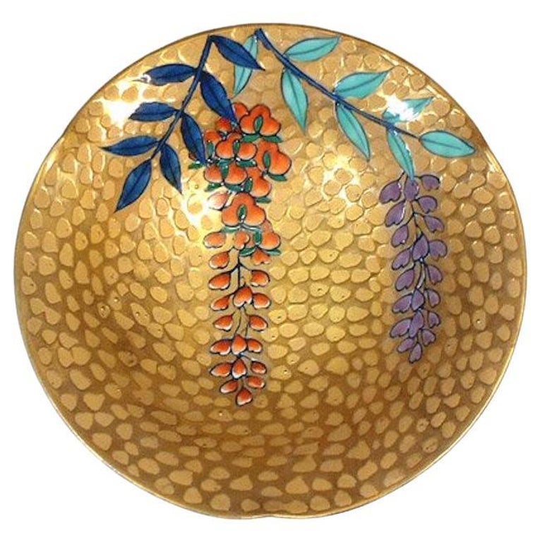 Japanese Contemporary Gold Red Purple Porcelain Plate by Master Artist ...