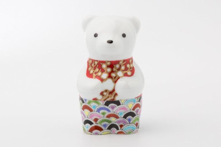 Japanese Contemporary Green Blue Black Porcelain Bear Sculpture, 4 For ...