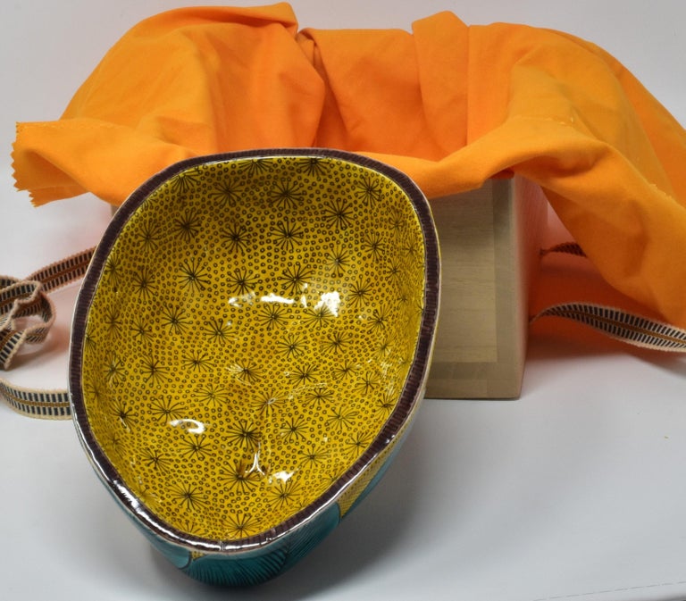 Green Blue Yellow Porcelain Mask by Japanese Master Artist For Sale at ...