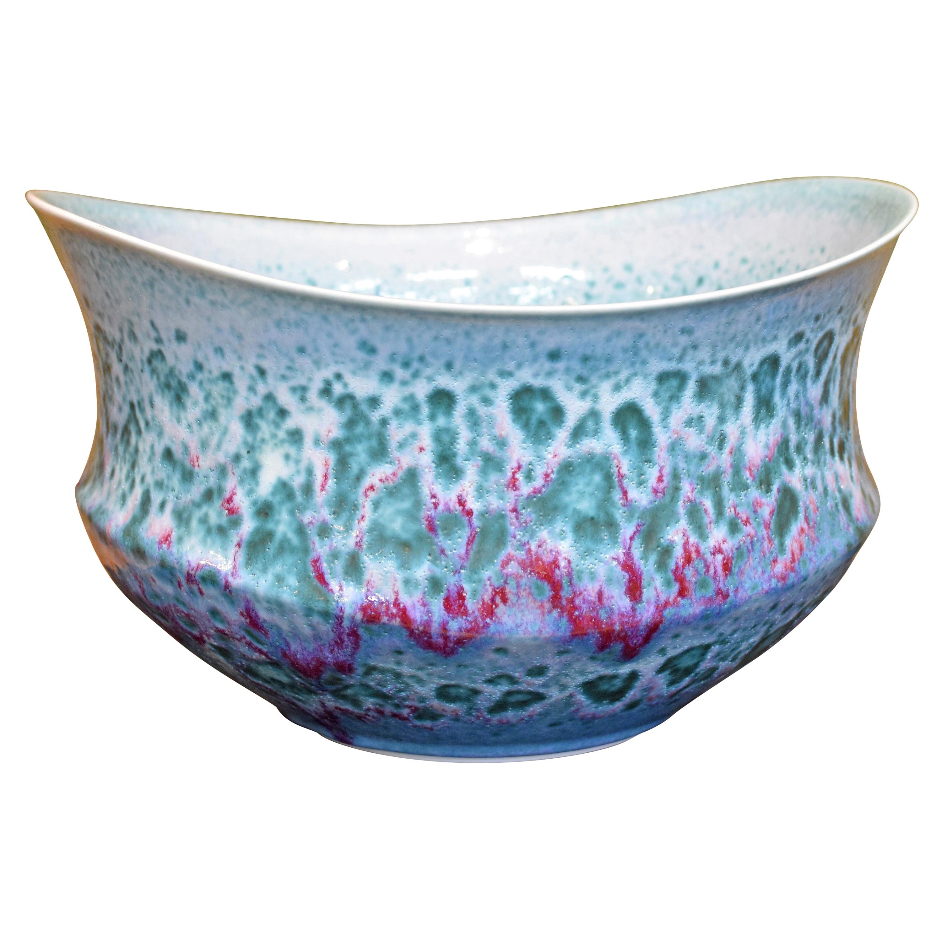 Green Hand-Glazed Porcelain Vase by Contemporary Japanese Master Artist ...