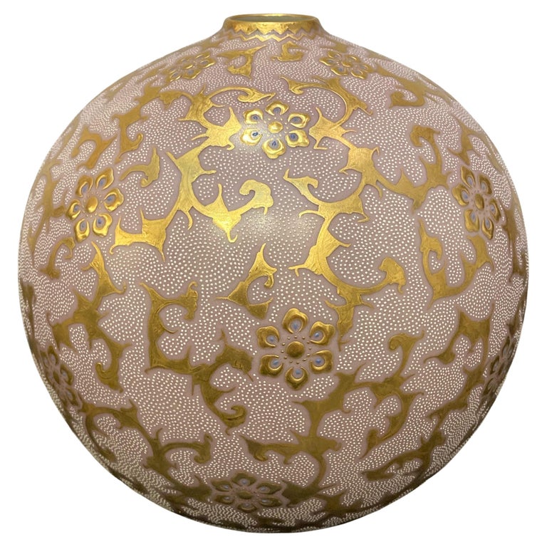 Japanese Contemporary Pink Gold Porcelain Vase by Master Artist For ...