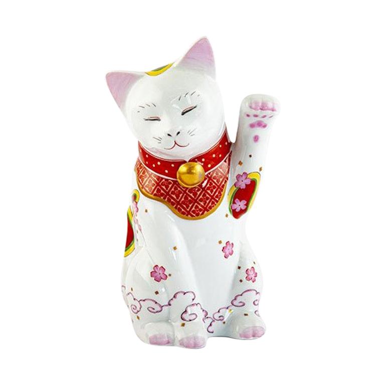 19th Century Japanese Hirado Porcelain Cat Sculpture at 1stDibs