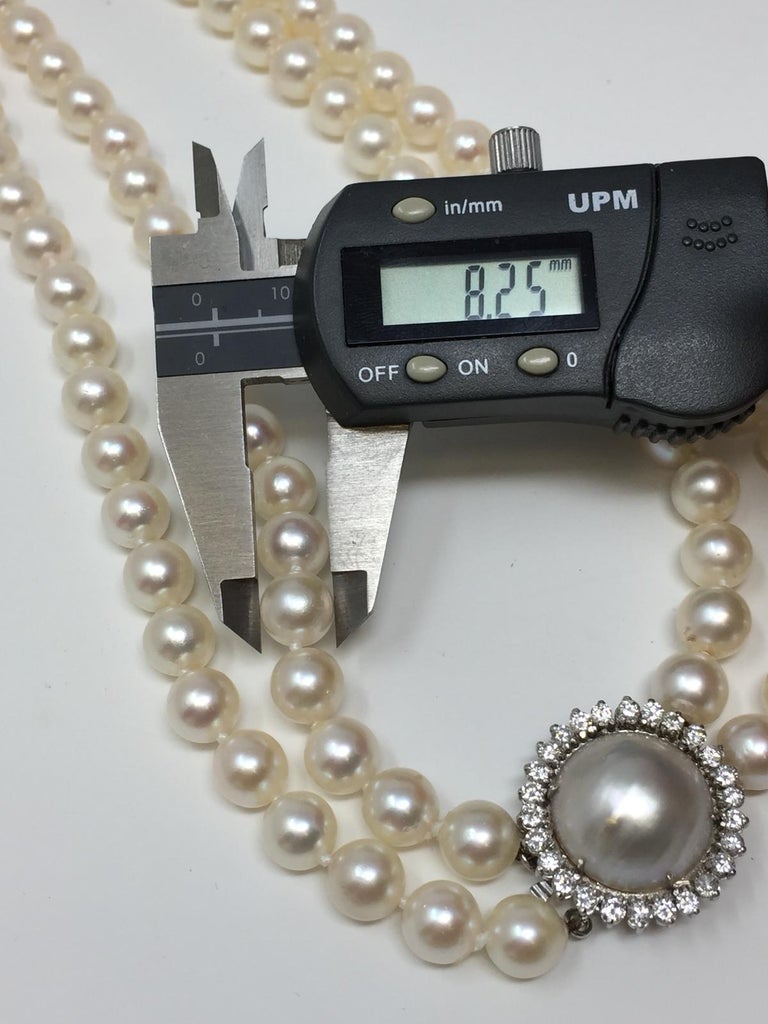 Japanese Cultured Double Strand Pearl with 14 Karat Diamond and Moby ...