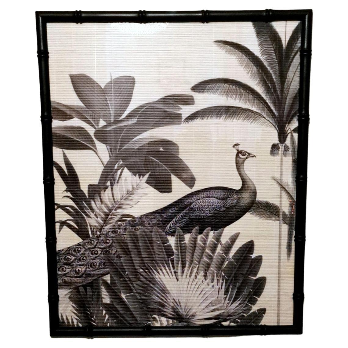 Japanese Decorative Panel Printed On Bamboo Wood Frame Faux Bamboo at ...