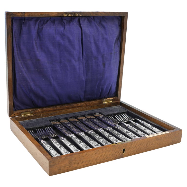 Japanese Design Aesthetic Period Silver Plated Fish Set - Circa 1880 ...