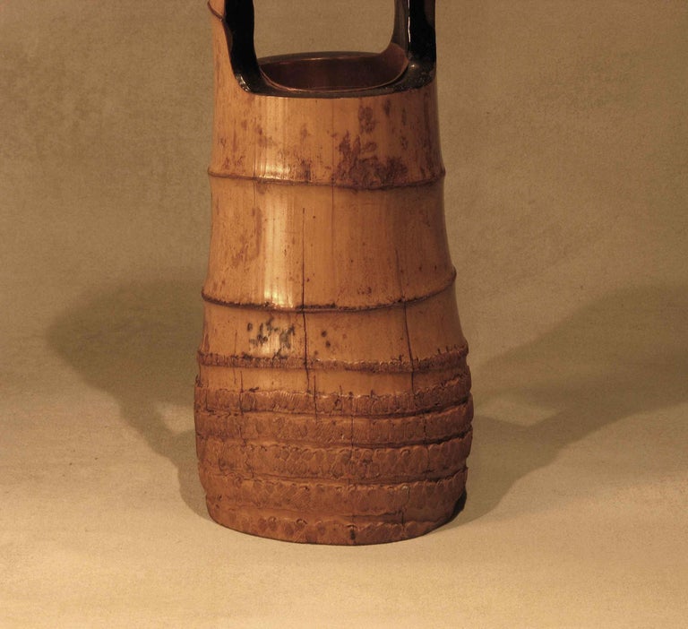 Japanese Double-cut (Nijū-giri) Flower Container (Hanaire) Ikebana tea ...