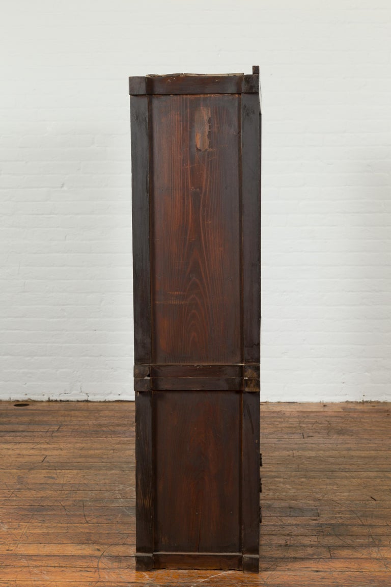 Japanese Early 20th Century Wooden Bookcase with Glass Sliding Doors ...