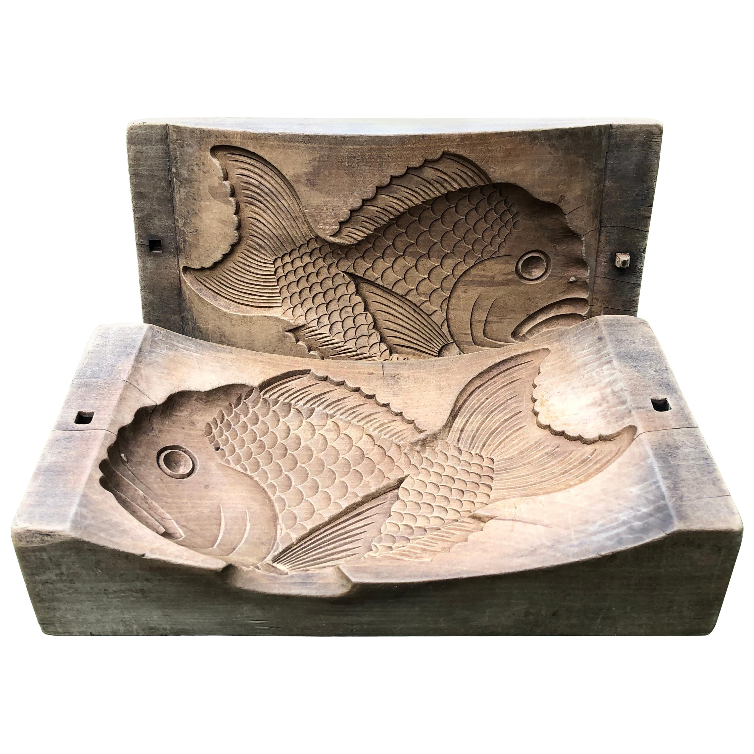 Japanese Early Antique Cherrywood "Fish" Mold, Rare Collectible, 19th ...
