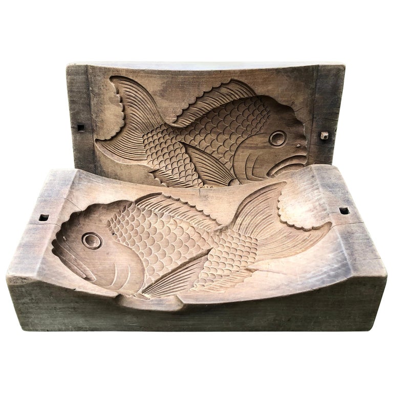 Japanese Early Antique Cherrywood "Fish" Mold, Rare Collectible, 19th ...