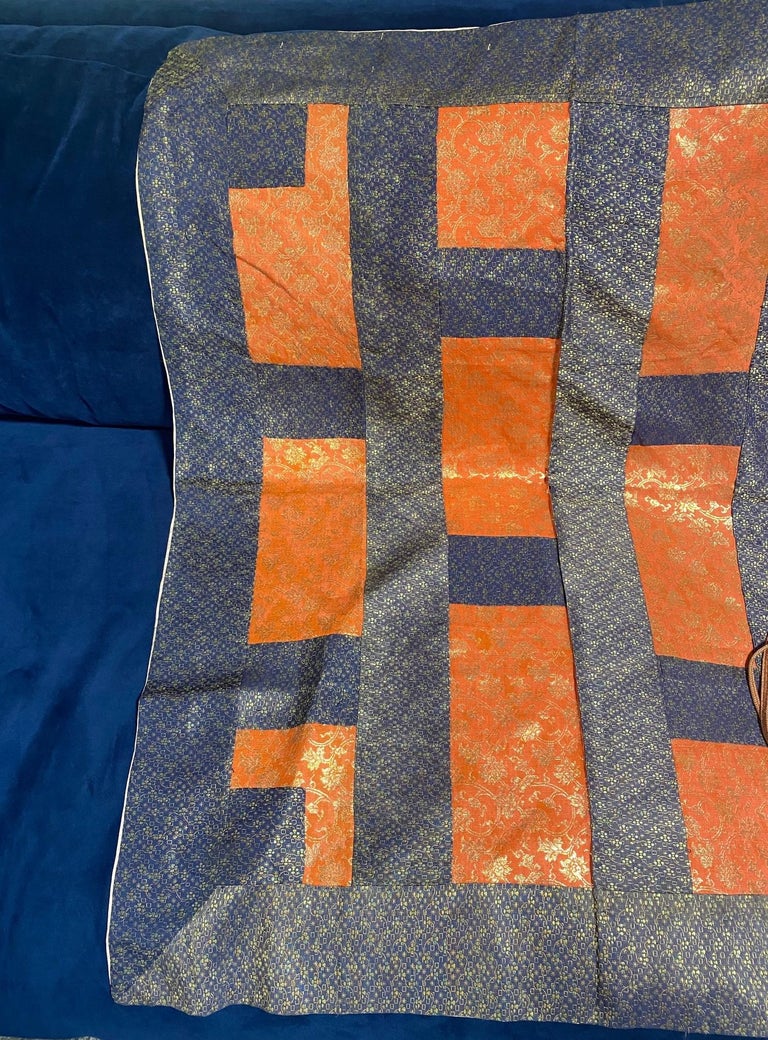 Japanese Edo Buddhist Monk Priest 7 Column Silk Brocade Kesa Ceremonial ...