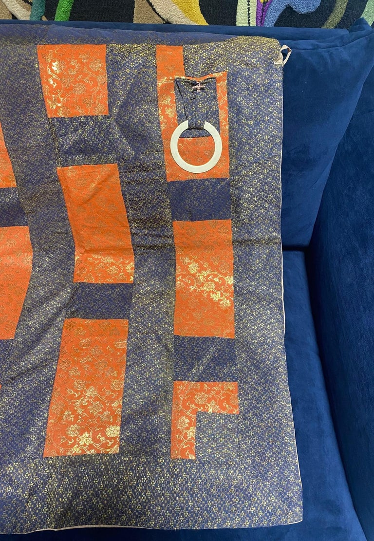 Japanese Edo Buddhist Monk Priest 7 Column Silk Brocade Kesa Ceremonial ...