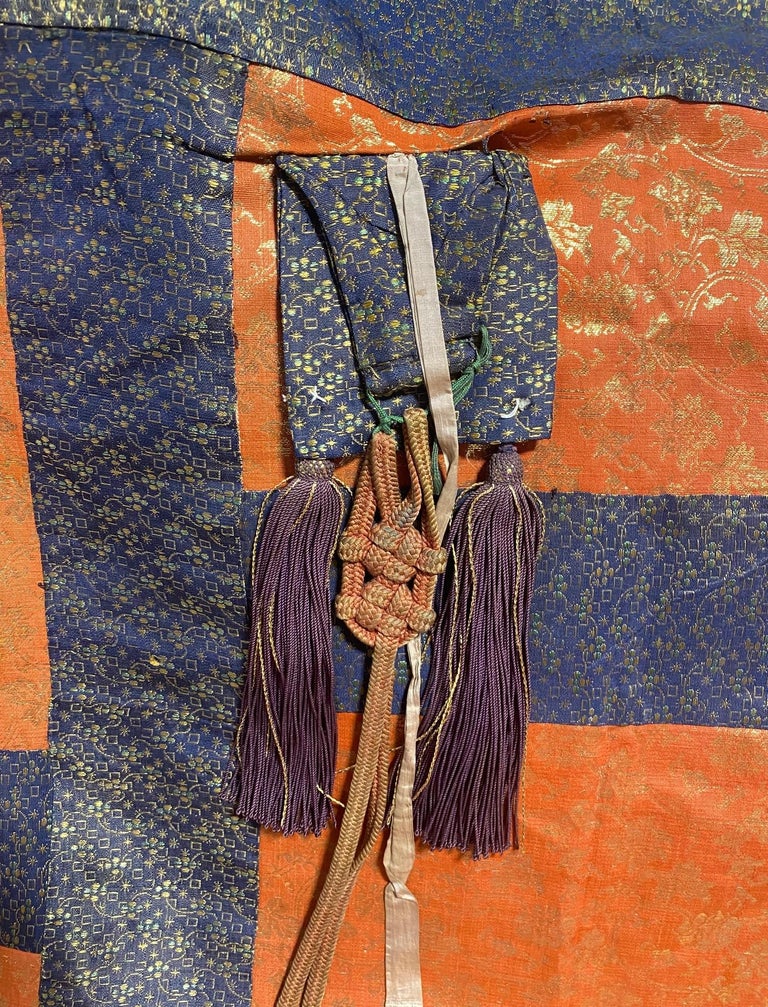 Japanese Edo Buddhist Monk Priest 7 Column Silk Brocade Kesa Ceremonial ...