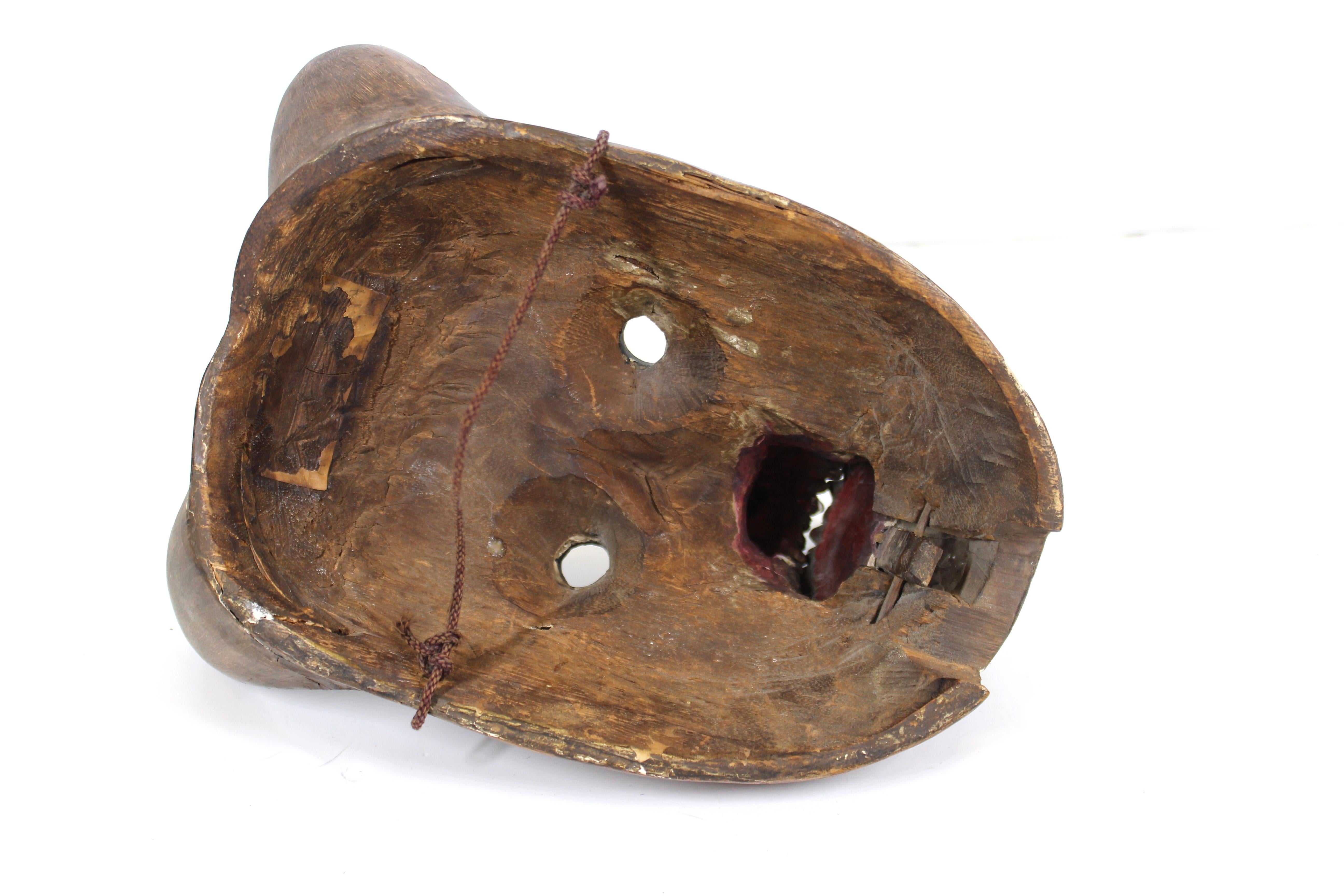 Japanese Edo Carved Wood Fox Mask with Articulated Jaw For Sale at ...