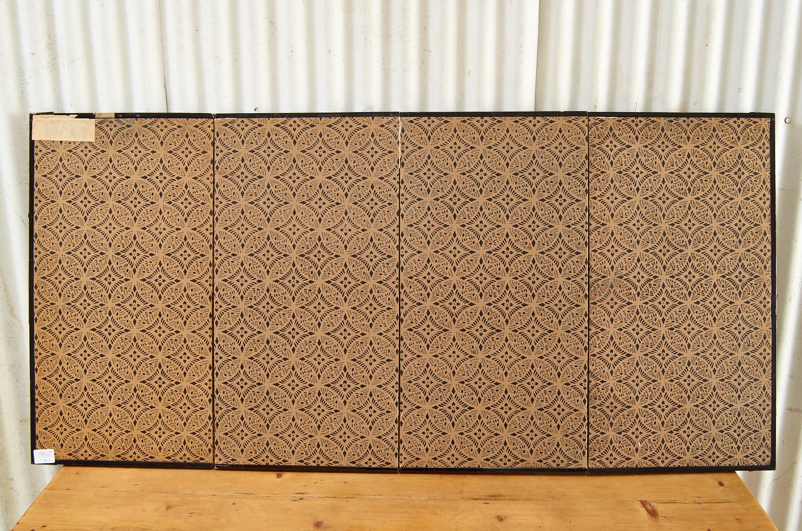 Japanese Edo Four Panel Table Screen Chinese Scholars Pavillion For ...