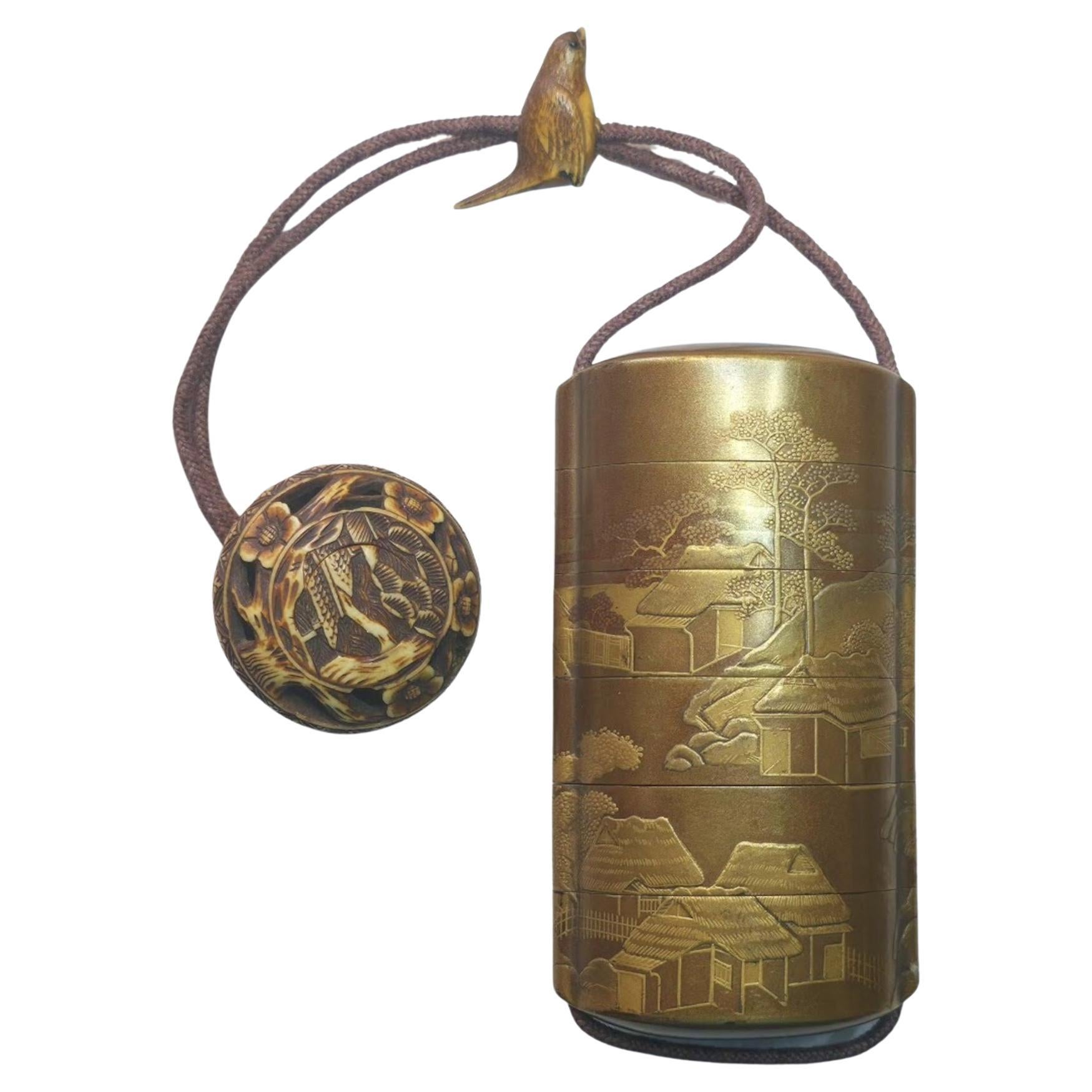 Japanese Five-Case Inro with Benkei and Yoshitsune, Edo–Meiji Period ...