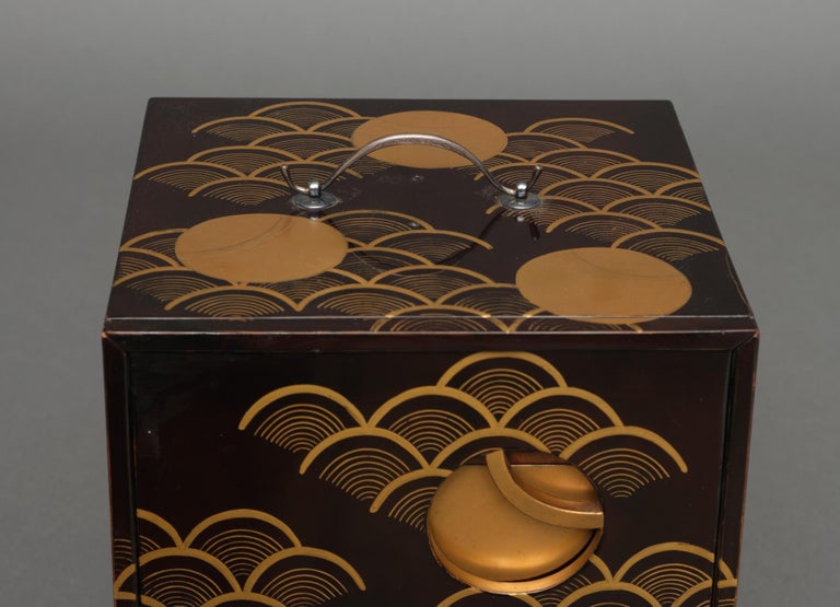 Japanese Edo-Period Lacquer Jûbako 重箱 'Stacked Picnic Box' with Gold ...