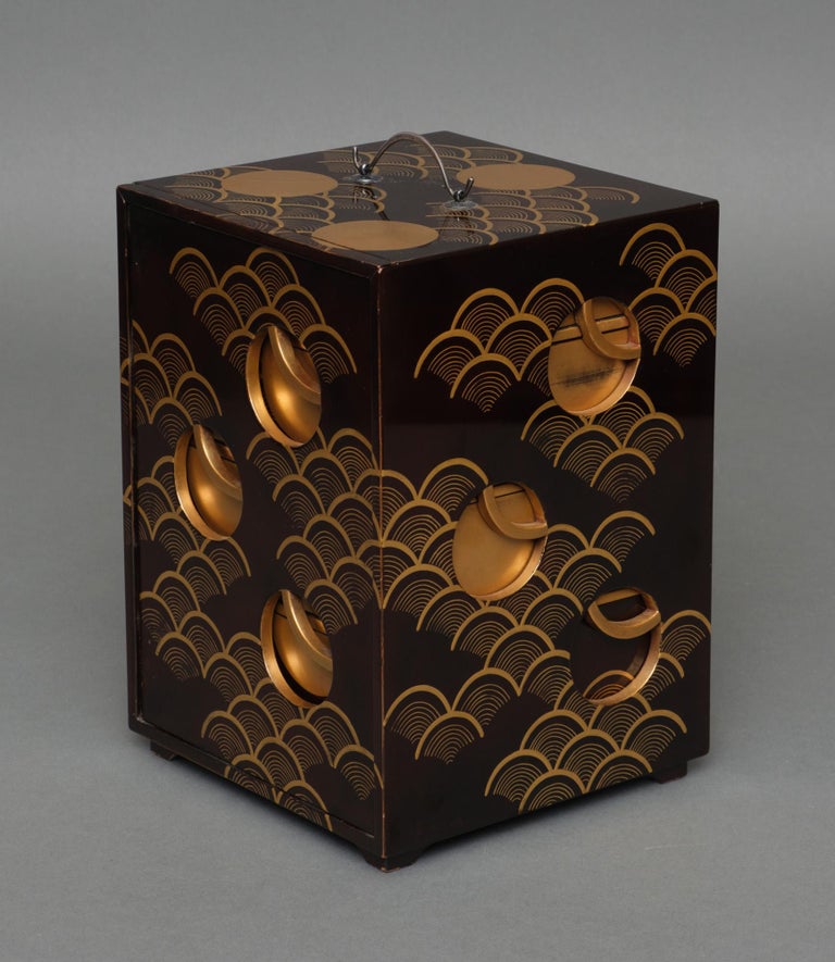 Japanese Edo-Period Lacquer Jûbako 重箱 'Stacked Picnic Box' with Gold ...