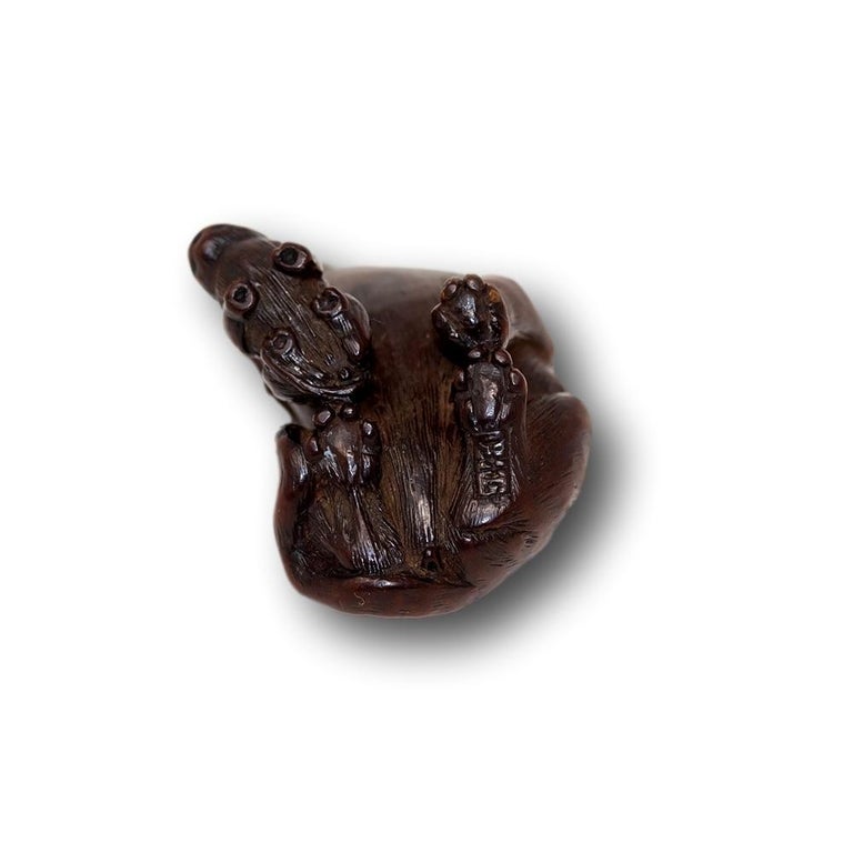 Japanese Edo Period Tiger and Cub Boxwood Netsuke Singed Masayoshi For ...