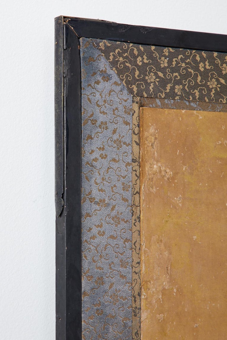 Japanese Edo Six-Panel Kano Screen Emperor Garden Terrace at 1stDibs