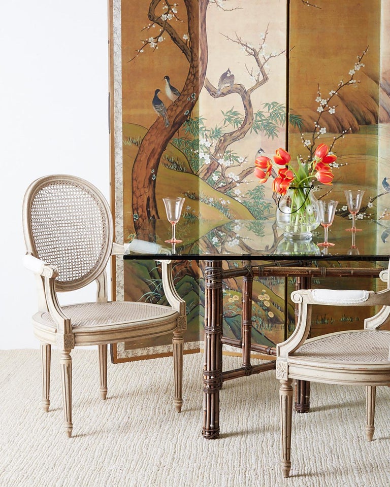 Japanese Edo Style Four-Panel Spring Landscape Screen at 1stDibs