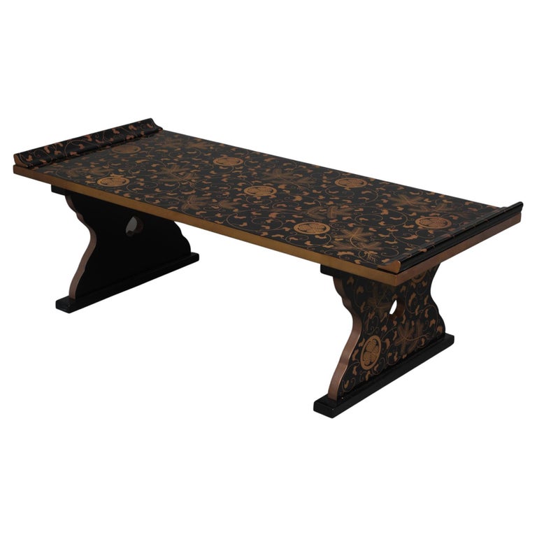 Japanese Edo-Style Lacquer Fudukue 文机 'Writing Desk' with Golden Maki-E ...