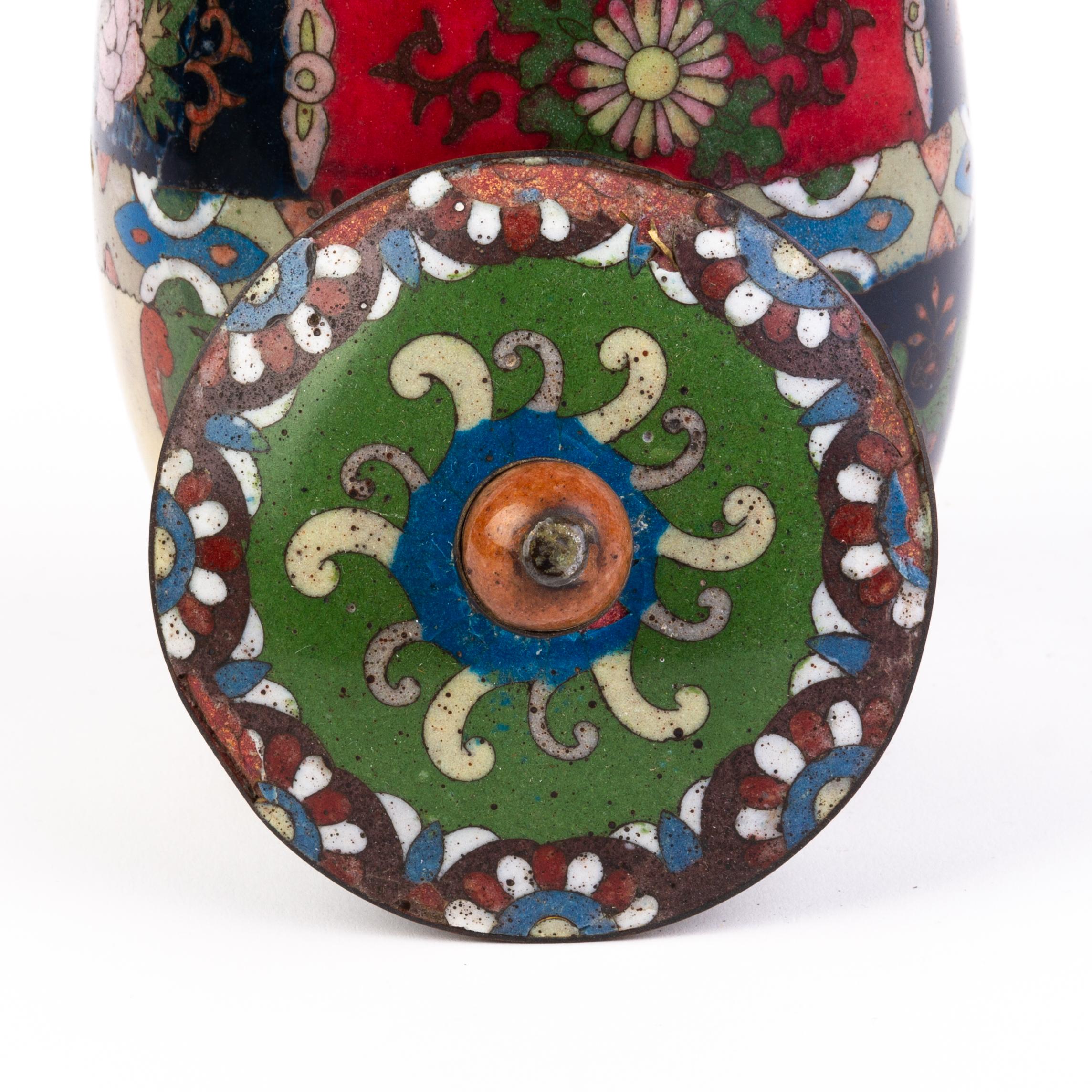 Japanese Enamel Cloisonne Lidded Barrel Jar Meiji 19th Century For Sale ...