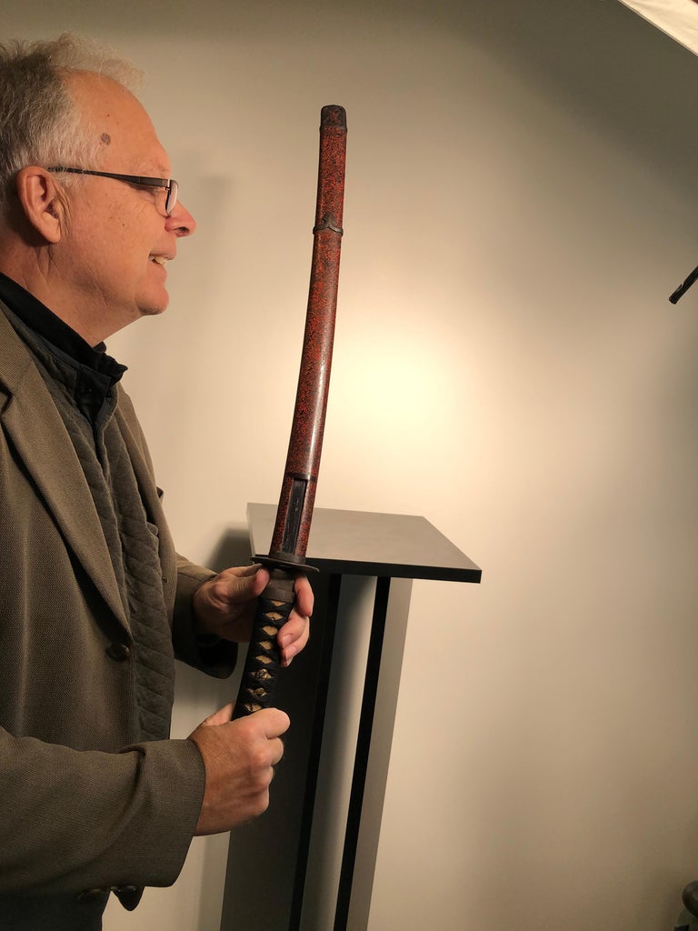 Japanese Exceptional Antique Samurai Sword Saya Scabbard Red Nuri ...