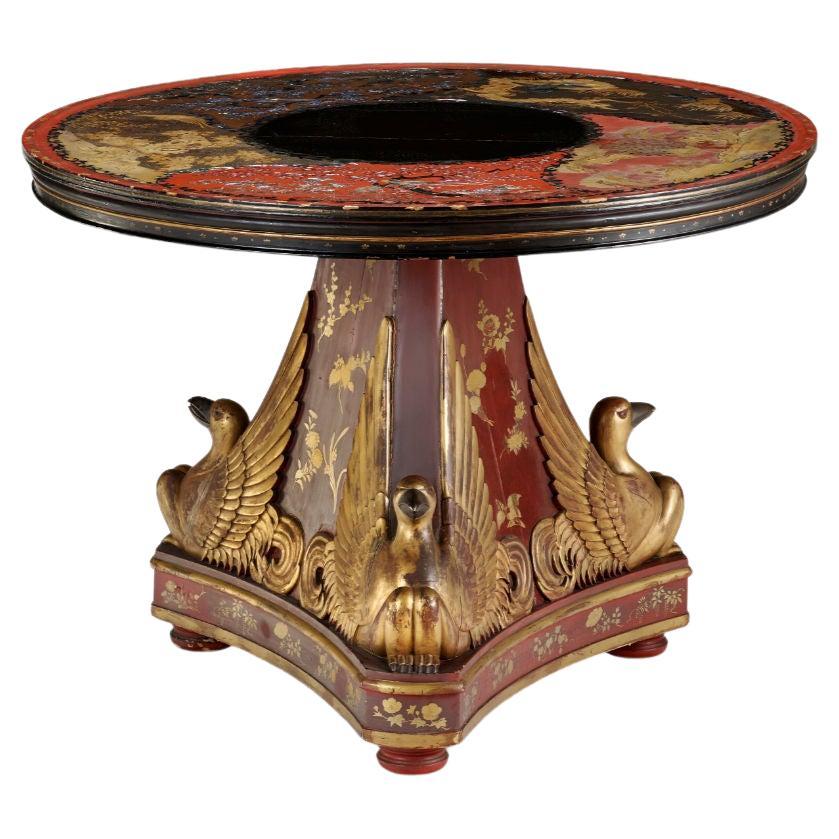 Japanese Lacquered Wood Table For Sale at 1stDibs