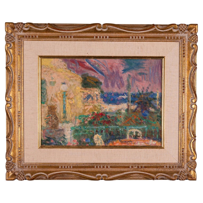 Japanese Expressionist Painting of a Sea View from a Balcony by Yoshio ...