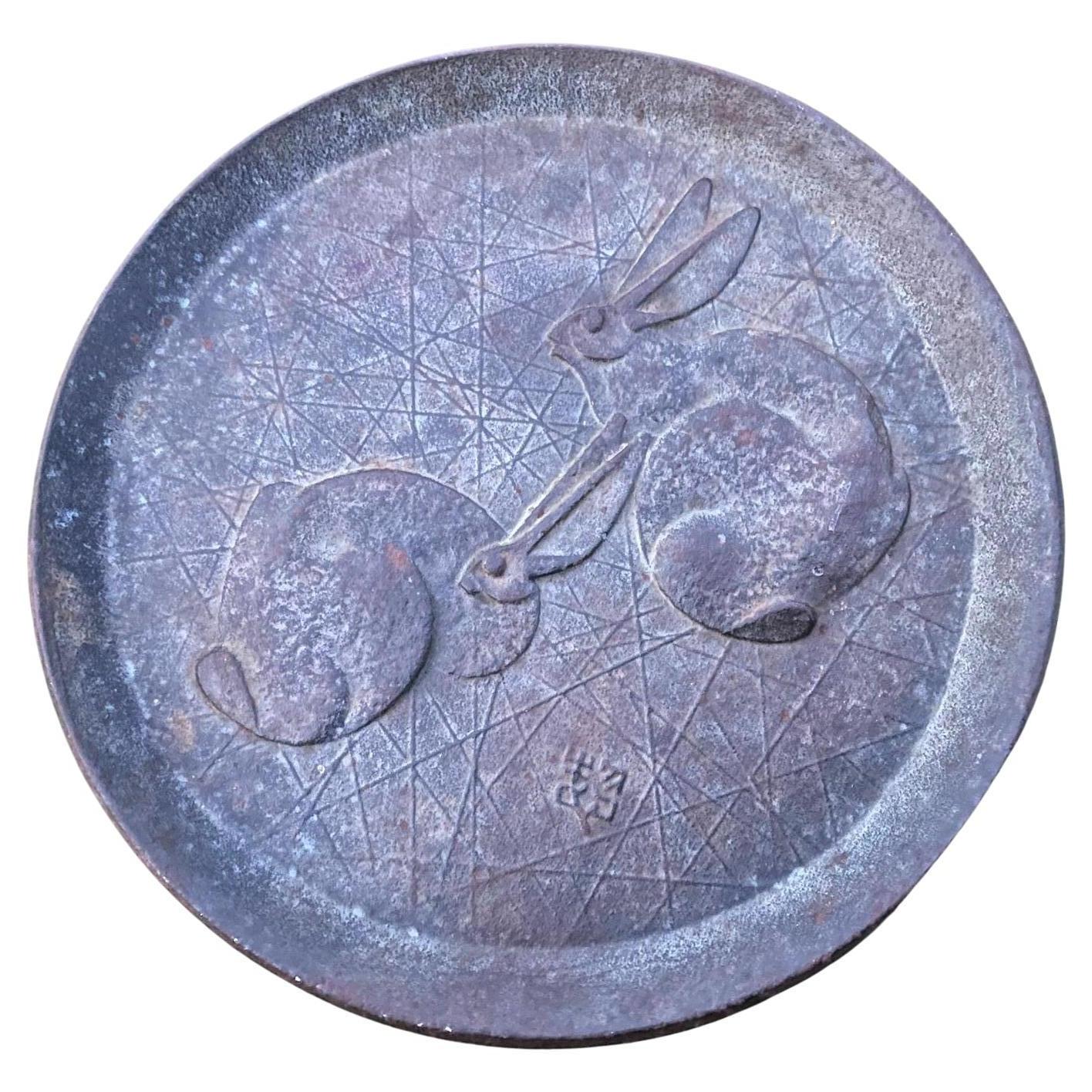 Japan Huge Antique Bronze Rabbit Usagi with Flappy Ears, Well Sculpted ...