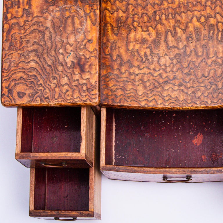 Meiji Period Japanese Figured Elm Dressing Mirror For Sale at 1stDibs