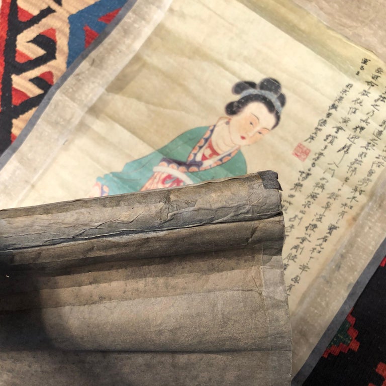 Japanese Fine Antique "Beautiful Bijin" Geisha Hand Painted Scroll at ...