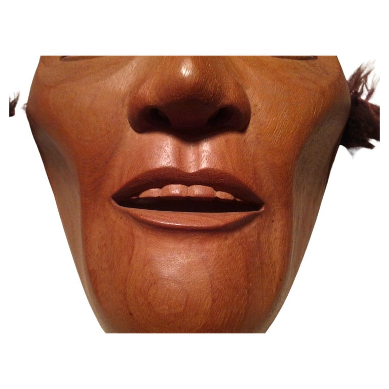 Japanese Fine-Art, Mask, Yakusugi Wood '1, 000+ y.o.' Signed Yamanaka ...