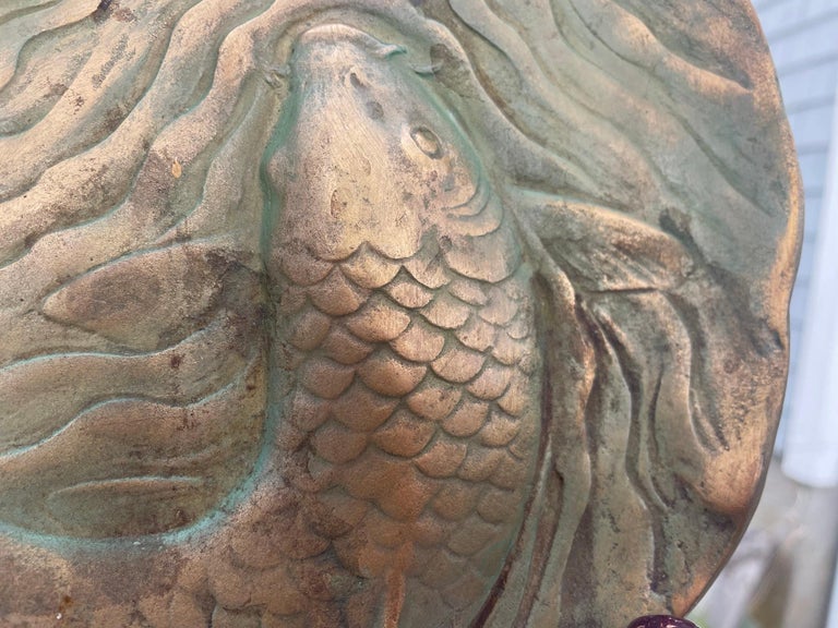 Japanese Fine Old Playful Koi Fish Bronze Plaque Signed by Famous ...