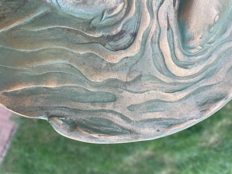 Japanese Fine Old Playful Koi Fish Bronze Plaque Signed by Famous ...
