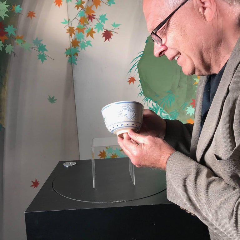 Japanese Fine "Scampering Rabbit" Tea Bowl, Hand-Built and Hand Glazed ...