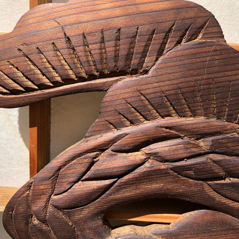 Japanese Fine Vintage Five-Panel Shoji Screen Set Black Pine, Birds and ...