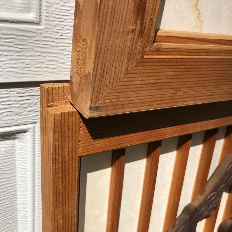 Japanese Fine Vintage Five-Panel Shoji Screen Set Black Pine, Birds and ...