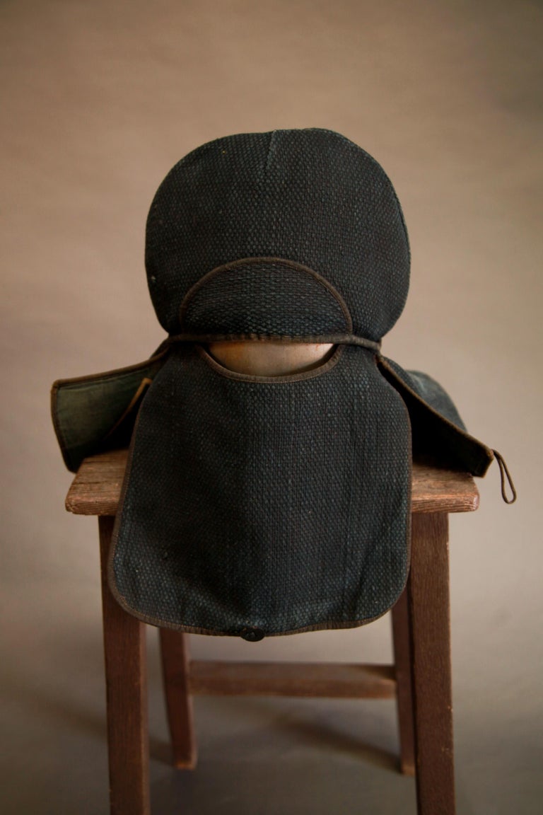 Japanese Fireman’s Protective Hood, Sashiko Indigo, Meiji, Early 20th ...
