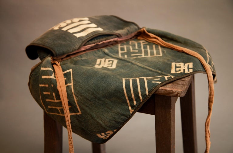 Japanese Fireman’s Protective Hood, Sashiko Indigo, Meiji, Early 20th ...