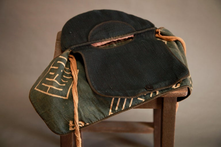 Japanese Fireman’s Protective Hood, Sashiko Indigo, Meiji, Early 20th ...