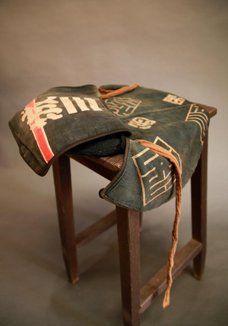 Japanese Fireman’s Protective Hood, Sashiko Indigo, Meiji, Early 20th ...